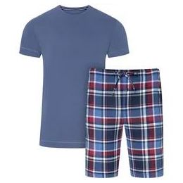 Schlafanzug Jockey "Pyjama Everyday 1/2 Knit Short Pyjama", Herren, Gr. XXL, bunt (blau, rot), Obermaterial: 50% Baumwolle CO. 50% Modal CMD., Homewear-Sets Schlafanzug