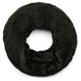 Strickschal styleBREAKER "Feinstrick Loop mit Flecht Muster und Teddyfleece", Damen, schwarz, Obermaterial: 100% Viskose CV., Modisch, Modet&uuml;cher