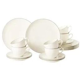 Geschirr-Set Seltmann Weiden "Kaffeeservice Savona Grey Line 18er Set creme", beige (creme), 18, Porzellan, Geschirr-Sets, Geschirr-Set, Sp&uuml;lmaschinenfest, Mikrowellensicher, Ofenfest