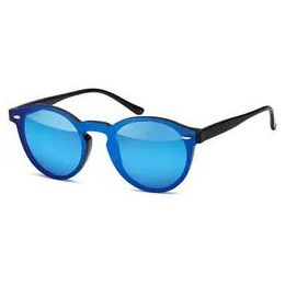 Sonnenbrille styleBREAKER "Monoglas Sonnenbrille Shield Brille UV400", Damen, blau (gestell schwarz, glas blau verspiegelt), Modisch, Sonnenbrillen Sonnenbrille