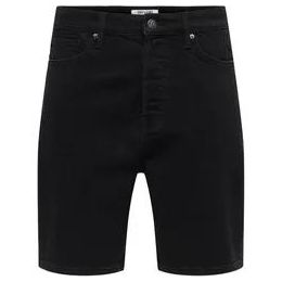 Only & Sons Shorts ONLY & SONS "ONSFADE STRETCH SHORTS BOX CRO DNM OTL", Herren, Gr. XL, N-Gr, schwarz denim, Web, Obermaterial: 99% Baumwolle, 1% Elasthan, unifarben, relaxed fit knielang, Hosen Shorts