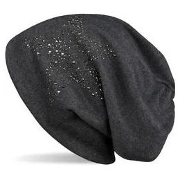 Beanie styleBREAKER "Beanie M&uuml;tze mit Strass Nieten Stern", Damen, grau (anthrazit meliert), Obermaterial: 100% Viskose CV., Modisch, M&uuml;tzen Beanie
