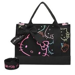 Henkeltasche Fritzi aus Preussen "Tote Bag Canvas Limited Outline", Damen, Gr. B/H/T: 14cm x 29,5cm x 40cm, schwarz, Baumwolle, bedruckt, Taschen, mit Hello Kitty-Print