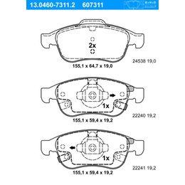 ATE Bremsbelagsatz, Scheibenbremse 13.0460-7311.2 vorne rechts links f&uuml;r JEEP FIAT 77367213 77367369 77368048