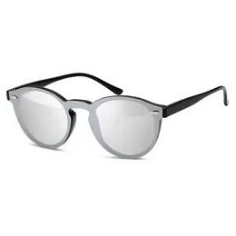 Sonnenbrille styleBREAKER "Monoglas Sonnenbrille Shield Brille UV400", Damen, silber (gestell schwarz, glas silber verspiegelt), Modisch, Sonnenbrillen Sonnenbrille