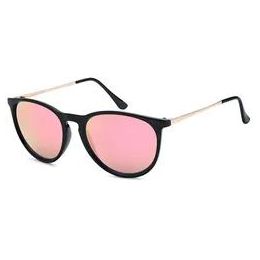 Sonnenbrille styleBREAKER "Sonnenbrille mit ovalen Gl&auml;sern", Damen, pink (gestell schwarz, glas pink verspiegelt), Modisch, Sonnenbrillen Sonnenbrille