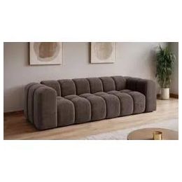Big-Sofa OTTO HOME "KALLIE Design-Sofa mit Steppung, Bubble-Optik, Breite 248 cm", braun, B:248cm H:72cm T:95cm, 100% Polyester, Sofas, Big-Sofa, Wellenunterfederung, hoher Sitzkomfort und modernes Design