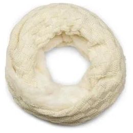 Strickschal styleBREAKER "Feinstrick Loop mit Flecht Muster und Teddyfleece", Damen, wei&szlig; (creme, beige), Obermaterial: 100% Viskose CV., Modisch, Modet&uuml;cher