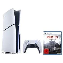 Sony PLAYSTATION 5 Konsolen-Set "PS5 Disk Slim Edition 1TB + Resident Evil Requiem", wei&szlig;, schwarz, B:9,6cm H:35,8cm T:21,6cm, Spielekonsolen