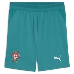 Sporthose Puma "Portugal 2026 Shorts Jugendliche", M&auml;dchen, Gr. 140, Normalgr&ouml;&szlig;en, gr&uuml;n lagoon wei&szlig;, Obermaterial: 100% Polyester. Besatz: 88% Polyester, 12% Elasthan. Einsatz: 100% Polyester, unifarben, regular fit, Hosen Sporthose
