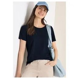 T-Shirt Cecil, Damen, Gr. M (40), universal blau, universal blau, Web, 50% Baumwolle, 50% Modal, unifarben, comfort fit normal, Rundhals, abgesteppt, Shirts T-Shirt, im Basic-Style