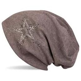 Beanie styleBREAKER "Beanie M&uuml;tze mit Strass Nieten Stern", Damen, braun (braun meliert), Obermaterial: 100% Viskose CV., Modisch, M&uuml;tzen Beanie