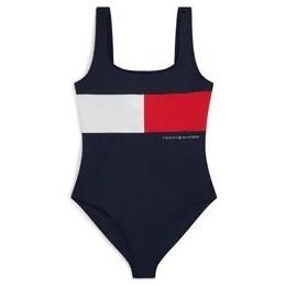 Badeanzug, Damen, Gr. 128/134, N-Gr, schwarz night navy, Microfaser, Obermaterial: 80% Nylon, 20% Elasthan, Tommy Hilfiger SWIMWEAR, Badeanz&uuml;ge Badeanzug, mit quadratischem Ausschnitt, ungepolstert