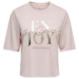 Kurzarmshirt Only "ONLFREE MAYA S/S PRINT TOP BOX JRS", Damen, Gr. S, pale lila print:enjoy, Jersey, Obermaterial: 70% Modal, 30% Polyester, bedruckt, regular fit normal, Rundhals, Shirts, Materialmix, regular fit, Rundhals