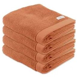 Handtuch Tom Tailor "Handtuch Color Bath Towel 4er Pack" Gr. M, orange (koralle), B:50cm, Obermaterial: 100% Baumwolle CO., Handt&uuml;cher