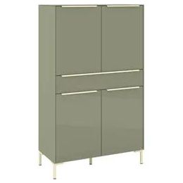 Highboard "Reno", olivgr&uuml;n matt lack, glas olivgr&uuml;n glanz, B:92cm H:154cm T:42cm, Glas, Holzwerkstoff, SET ONE BY Musterring, Sideboards, Highboard, Mit Winkelfu&szlig; in diversen Farben, 154 cm H&ouml;he & Farbauswahl