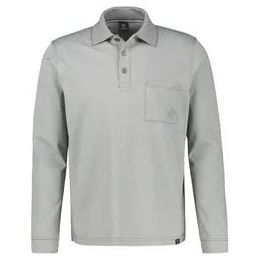 Poloshirt Lerros "Langarm Polo mit Brusttasche in Grossen Gr&ouml;ssen", Herren, Gr. 4XL, basalt grau, 52% Baumwolle, 48% Polyester, ohne Ausschnitt, Shirts