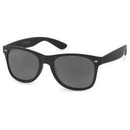 Wayfarer styleBREAKER "Nerd Sonnenbrille mit Rechteckigen Gl&auml;sern", Damen, grau (gestell schwarz glanz, glas dunkelgrau), Modisch, Sonnenbrillen