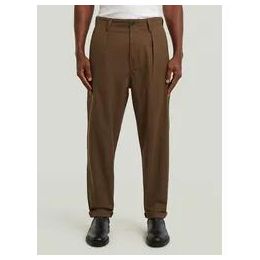 G-Star Raw Chinohose G-STAR "Pleated Chino Relaxed Tapered", Herren, Gr. 33, L&auml;nge 34, desert palm, deep braun hb, Obermaterial: 98% Baumwolle, 2% Elasthan, Hosen Chinohose