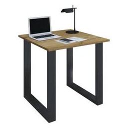 Schreibtisch Vcm "Holz Schreibtisch B&uuml;rotisch Computertisch Lona U", braun (schwarz, honig, eiche), B:80cm T:80cm, Tische, Schreibtisch