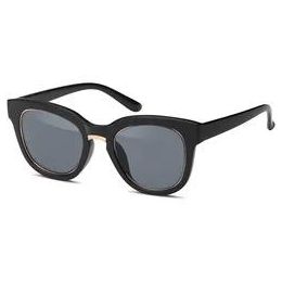 Wayfarer styleBREAKER "Nerd Sonnenbrille mit Kunststoff Metall Rahmen", Damen, grau (gestell schwarz, gold, glas grau get&ouml;nt), Modisch, Sonnenbrillen