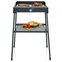 Standgrill Severin "PG 8566", schwarz, B:58,5cm H:90cm T:62cm, Kontaktgrill_Standgrill_Tischgrill_Teppanyakigrill, Elektrogrill mit Grillrost, als Stand- oder Tischgrill nutzbar