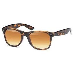 Wayfarer styleBREAKER "Nerd Sonnenbrille mit Rechteckigen Gl&auml;sern", Damen, braun (gestell braun demi, glas braun verlauf), Modisch, Sonnenbrillen
