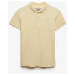 Poloshirt Superdry "HERITAGE SLIM FIT POLO", Damen, Gr. XL, pastel gelb, Single Jersey, Obermaterial: 97% Baumwolle, 3% Elasthan, unifarben, skinny fit normal, Shirts