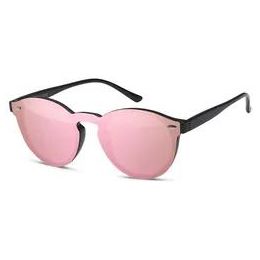 Sonnenbrille styleBREAKER "Monoglas Sonnenbrille Shield Brille UV400", Damen, pink (gestell schwarz, glas pink verspiegelt), Modisch, Sonnenbrillen Sonnenbrille