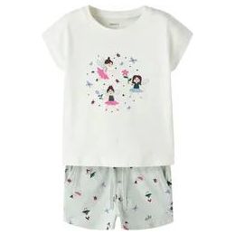Shorty name it "NMFVIGEA CAPSL TOP SET", Jungen, Gr. 98, cloud dancer print, Jersey, Obermaterial: 100% Baumwolle, bedruckt, normal kurz, Rundhals, angeschnitten, Homewear-Sets Shorty, bestehend aus Shirt und Shorts