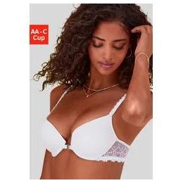 Push-up-BH Lascana "Fabia", Damen, Gr. 85, Cup B, blau (wei&szlig;), Spitze, Obermaterial: 88% Polyamid, 12% Elasthan, BHs Push-up-BH, mit Stickerei am R&uuml;cken & an den Tr&auml;gern, Dessous