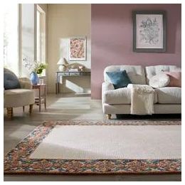 Teppich FLAIR RUGS "MYLA FLORAL FRAME", rot, B:160cm H:8mm L:230cm, Baumwolle, Wolle, Teppiche, Teppich, mit floralem Rahmen