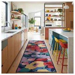 Teppich FLAIR RUGS "CUT OUT FLORAL", mehrfarbig, B:80cm H:8mm L:300cm, Oberfl&auml;che: 83% Wolle, 17% Nylon. R&uuml;ckseite: 82% Synthetik, 18% Baumwolle, Teppiche, Teppich