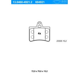 ATE Bremsbelagsatz, Scheibenbremse 13.0460-4921.2 hinten rechts links f&uuml;r CITRO&Euml;N 425217 425290 425334