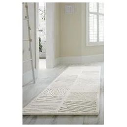 Teppich FLAIR RUGS "SCULPTURED BLOCKS", wei&szlig;, B:80cm H:14mm L:230cm, Oberfl&auml;che: 67% Wolle, 33% Polyester. R&uuml;ckseite: 47% Baumwolle, 32% Polyester, 21% Viskose, Teppiche, Teppich