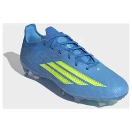 Fu&szlig;ballschuh Adidas PERFORMANCE "F50 PRO FG", Gr. 44, lucid ray blau, team solar gelb 2, lucid aquamarine, Synthetik, Textil, Schuhe Fu&szlig;ballschuh, Au&szlig;ensohle f&uuml;r feste B&ouml;den