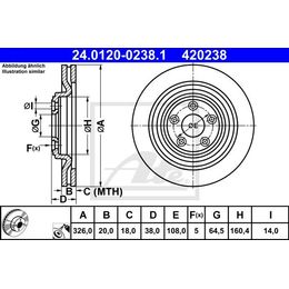 ATE Bremsensatz-Vorderachse SG00000CZZ Bremsensatz, Scheibenbremse vorne hinten rechts links bel&uuml;ftet 326mm f&uuml;r JAGUAR C2C27271 C2D26352 C2P17595