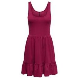 Minikleid Only "ONLBLOOM S/L SHORT DRESS JRS", Damen, Gr. XS, N-Gr, sangria, Jersey, Obermaterial: 100% Baumwolle, unifarben, regular fit kurz, Rundhals, Kleider Minikleid, Baumwolle, regular fit