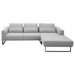 Ecksofa Musterring "JustB PM100", light, grau, B:292cm H:88cm T:185cm, 100% Polyester, Sofas, Ecksofa, Mit schwarzen Metallkufen und 292 cm Breite - 6 Farben w&auml;hlbar