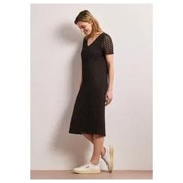 Midikleid Street One, Damen, Gr. 42, EURO-Gr&ouml;&szlig;en, espresso braun, Web, 73% Baumwolle, 27% Polyester, unifarben, comfort fit knieumspielend, abgesteppt, Kleider Midikleid, in Unifarbe