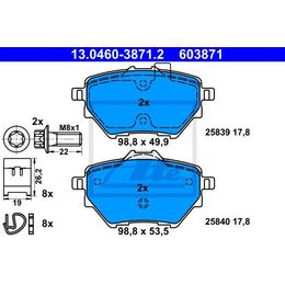 ATE Bremsen-Set VA + HA SIZW2N9EK7 Bremsensatz, Scheibenbremse vorne hinten rechts links bel&uuml;ftet 304mm f&uuml;r PEUGEOT CITRO&Euml;N VAUXHALL OPEL DS 162316238