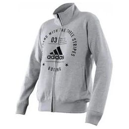Sweatjacke Adidas PERFORMANCE "Community Jacket &ldquo;Boxing&rdquo;" Gr. S, grau (grau, schwarz), Sweatjacken, Damen, S, Obermaterial: 100% Baumwolle, Sweatjacke