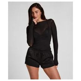 Hunkem&ouml;ller Pyjama HUNKEM&Ouml;LLER "Satin Shorts Ayla", Damen, Gr. XL, schwarz, 55% Viskose, 45% Polyester, Homewear-Sets Pyjama