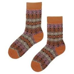 Socken Hudson "Socke Cosmic Nordic", Damen, Gr. 39-42, rot (burnt orange 0974), Obermaterial: 46% Polyamid PA. 28% Wolle WO. 20% Viskose CV. 6% Kaschmir WS., Socken Socken