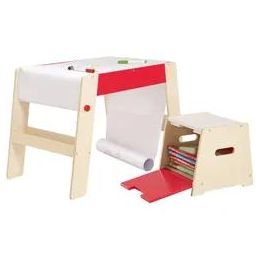 Malvorlage Roba "Maltisch-Hockerkombination, natur/rot", bunt, Malvorlagen, KinderB:79cm H:50cm L:42cm, B:79cm H:50cm L:42cm