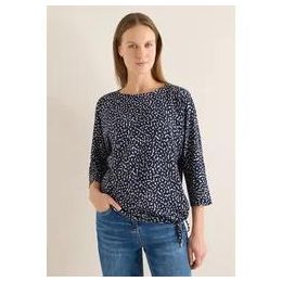 3/4-Arm-Shirt Cecil, Damen, Gr. M (40), universal blau, Web, 50% Modal, 50% Baumwolle, gemustert, comfort fit normal, U-Boot-Ausschnitt, abgesteppt, Shirts 3/4-Arm-Shirt, Jersey