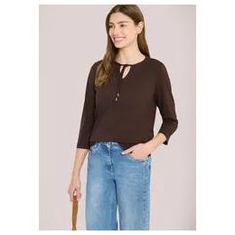 3/4-Arm-Shirt Cecil, Damen, Gr. M (40), macchiato braun, Web, 48% Baumwolle, 48% Modal, 4% Elasthan, unifarben, comfort fit normal, Rundhals, abgesteppt, Shirts 3/4-Arm-Shirt, mit 3/4 &Auml;rmeln