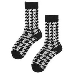 Socken Hudson "Socke Rough Check", Damen, Gr. 39-42, schwarz (schwarz 0005), Obermaterial: 47% Polyacryl PAN. 44% Wolle WO. 8% Polyamid PA. 1% Elasthan EL., Socken Socken