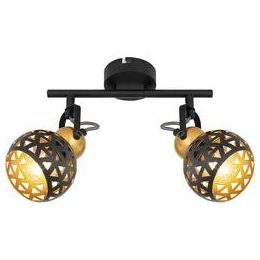 Globo LIGHTING Deckenspot "SARRA", schwarz matt, 2, H: 17,5cm, 1 Stk., Leuchten, Schwarzer Strahler mit Golddekor und Lebensblume-Muster, Deckenspot