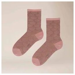 Socken Kunert "Socke Fancy Shell", Damen, Gr. 39-42, lila (coral 1515), Obermaterial: 77% Viskose CV. 10% Polyamid PA. 10% Polyester PES. 3% Elasthan EL., Socken Socken